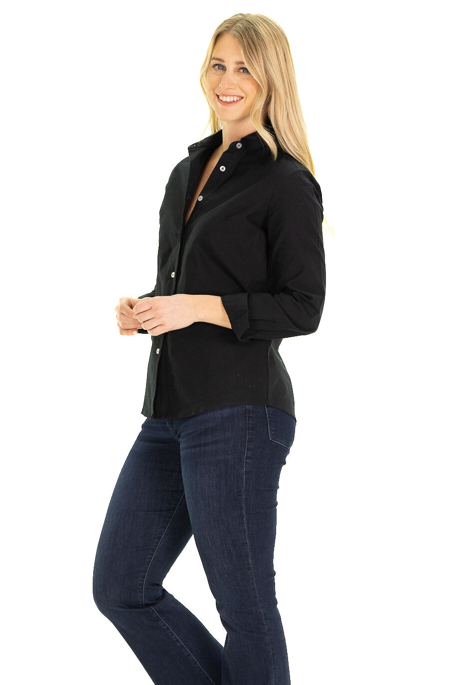 The Sheridan Top in Black Oxford – Duffield Lane