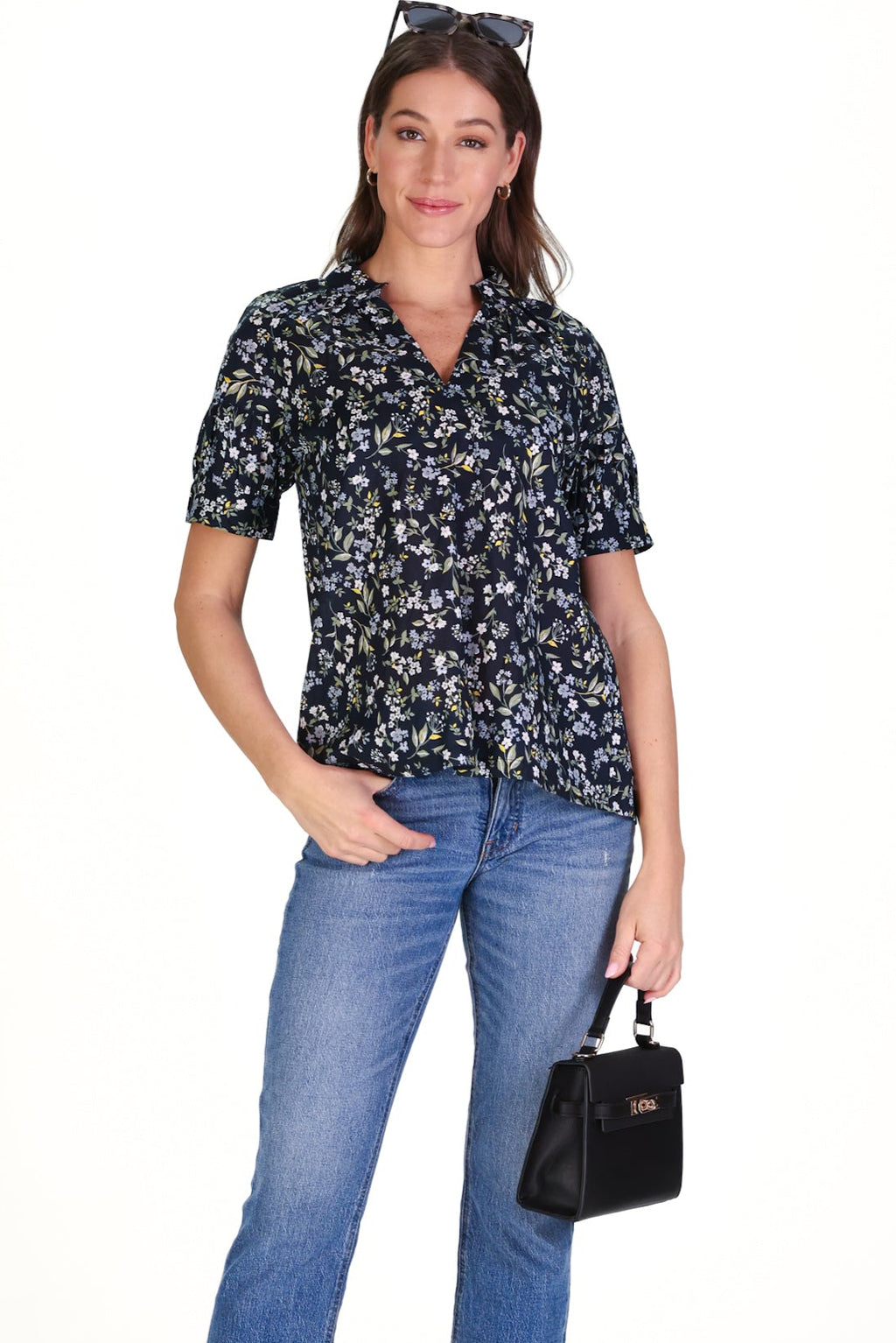 Belle Top – Navy Fall Floral Women’s Blouse | Duffield Lane
