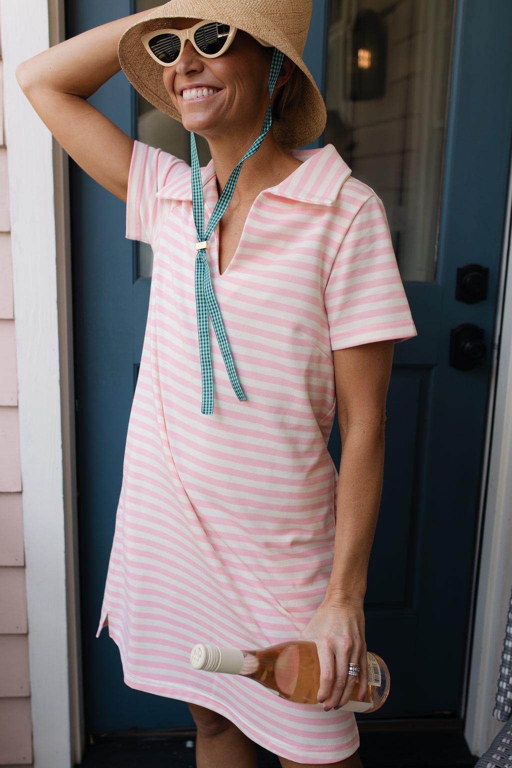 French Terry Asher Dress in Pink and White Stripe – Duffield Lane