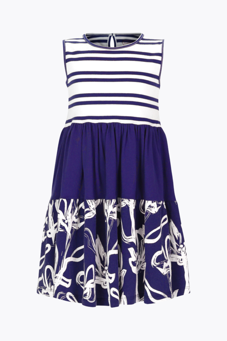 Girls Harriet Dress in Royal Navy Colorblock – Duffield Lane