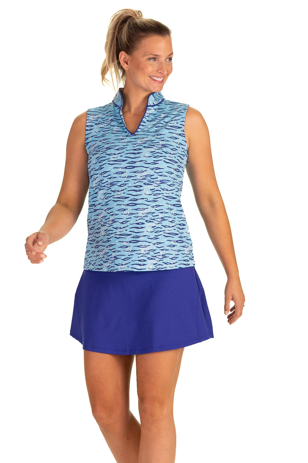 The Catherine Sleeveless Tunic in Leland Gal Shoreline – Duffield Lane